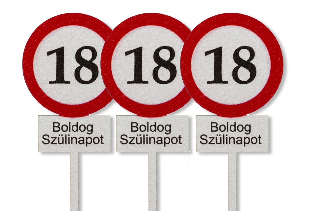 3 db 18-as tábla Boldog Szülinapot felirat sziluett tortadísz - Süss ...